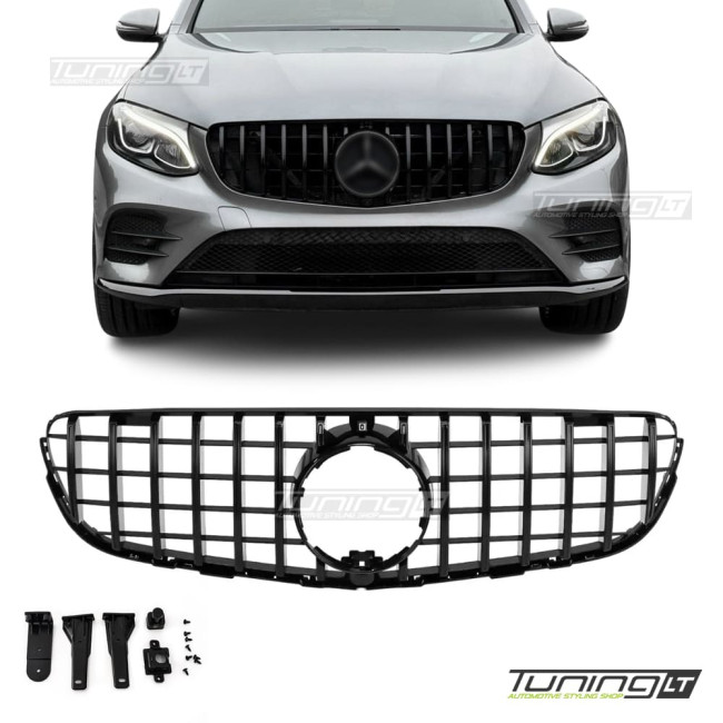 For Mercedes GLC W253, C253, X253 Front Grille, glossy black, GT-R
