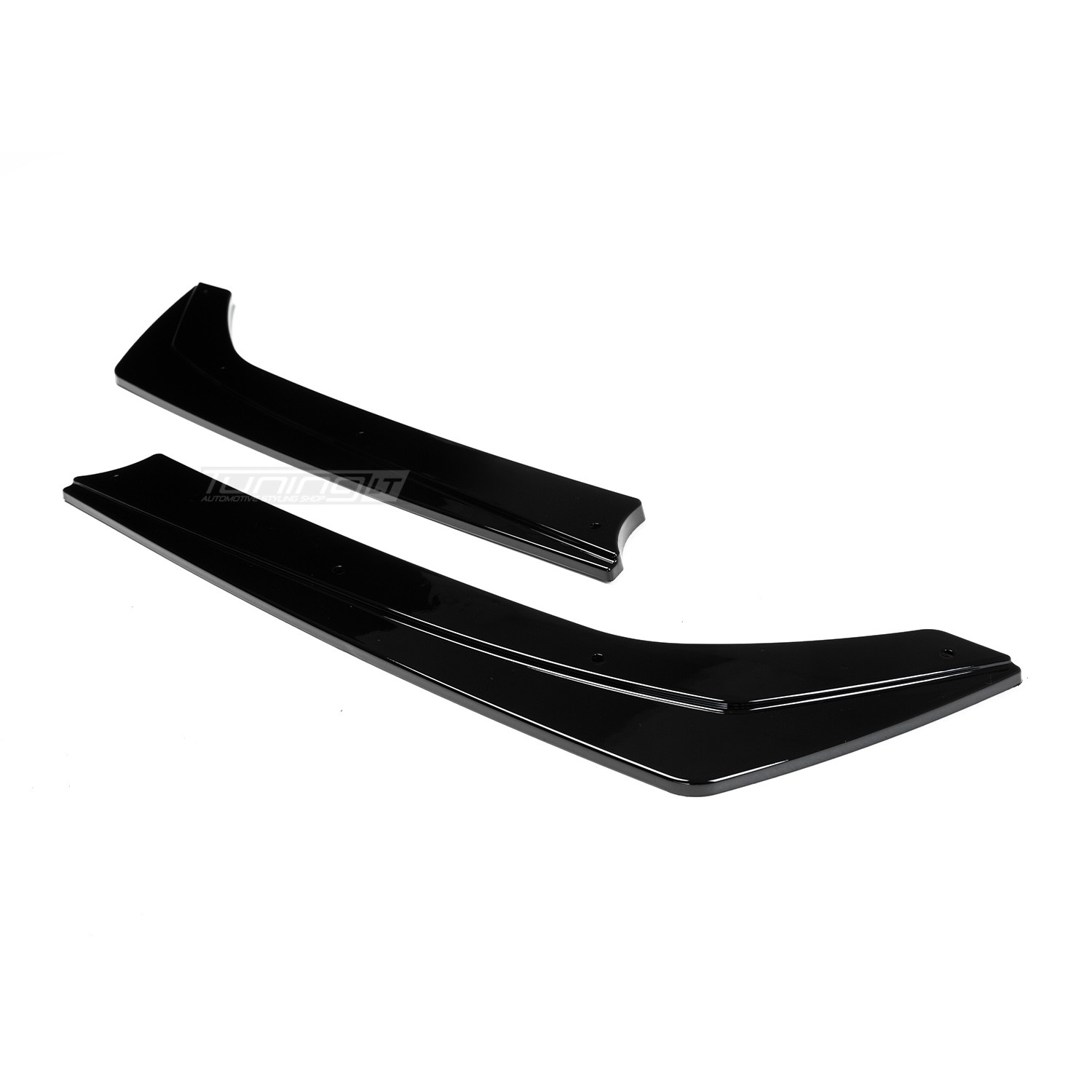 Universal Rear Bumper Side Splitters Flaps, glossy black, ABS Plastic