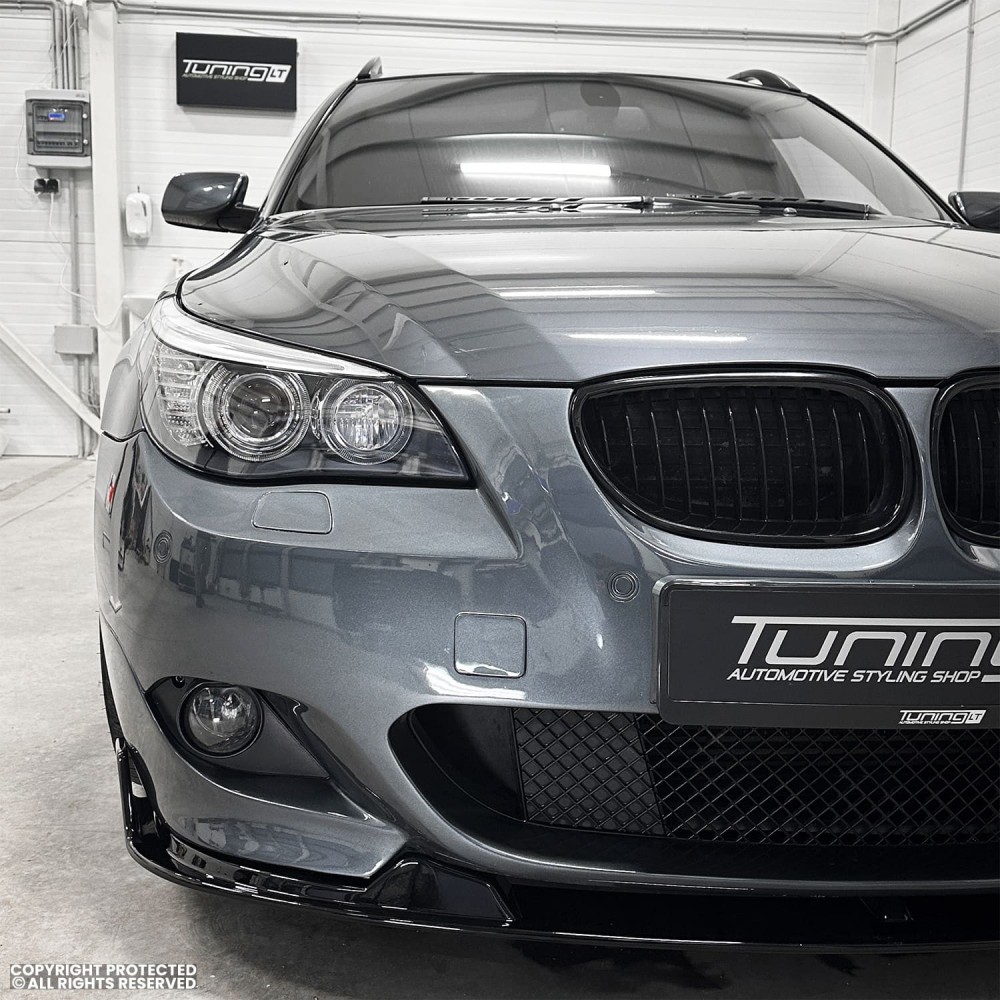 For BMW E60, E61 M Tech Bumper Splitter, H-style, glossy black