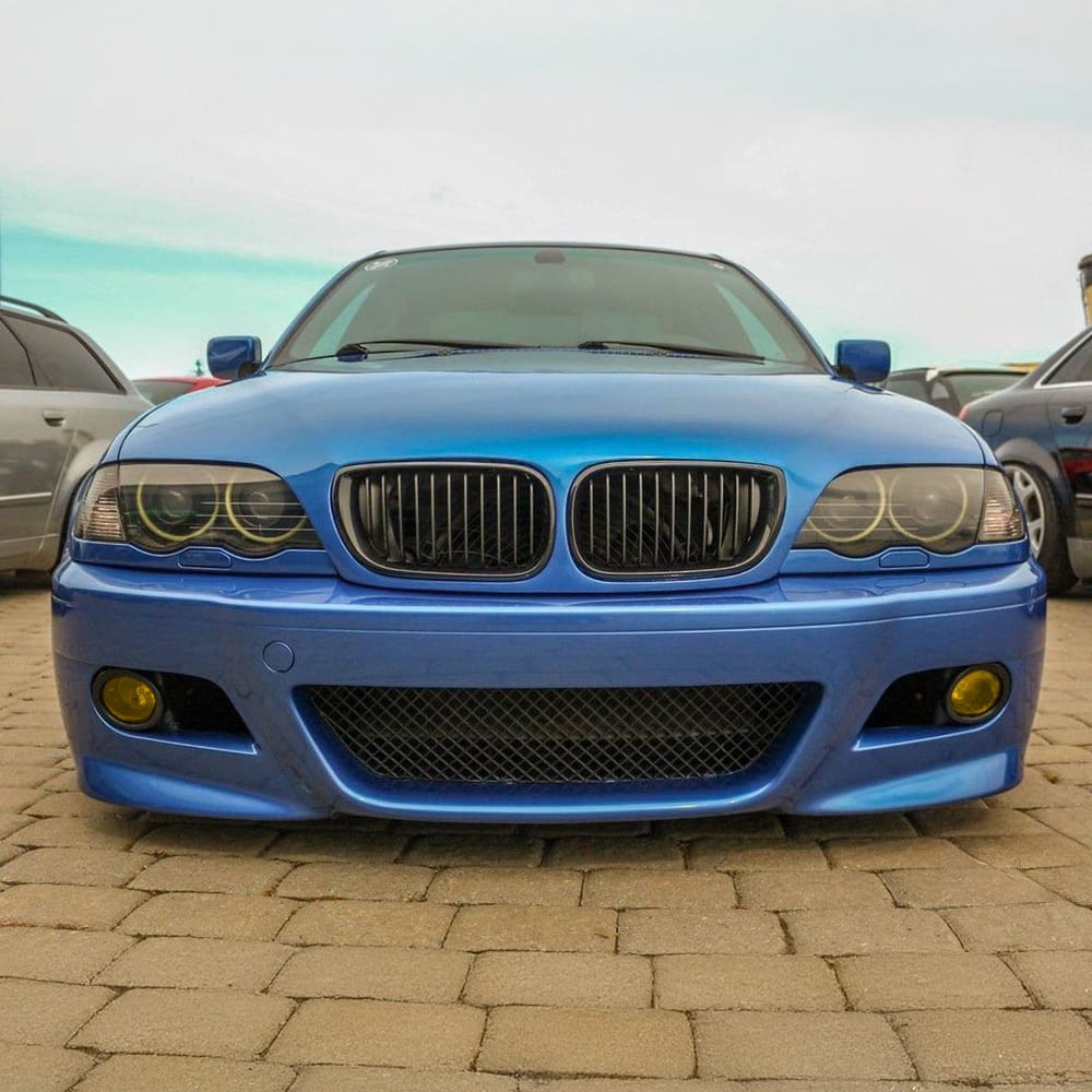 For BMW E46 M3-style Front Bumper with yellow fog lights