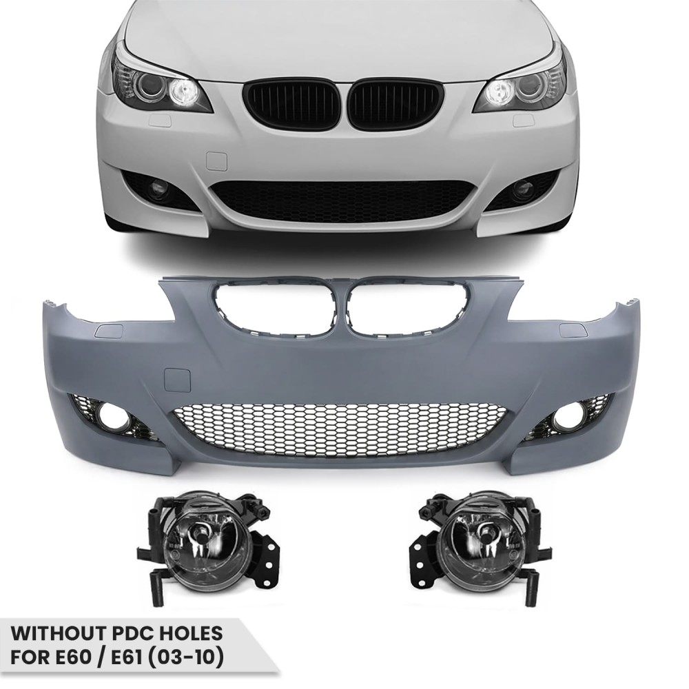For BMW E60 / E61 Front Bumper M5 style, without PDC, with fog lights