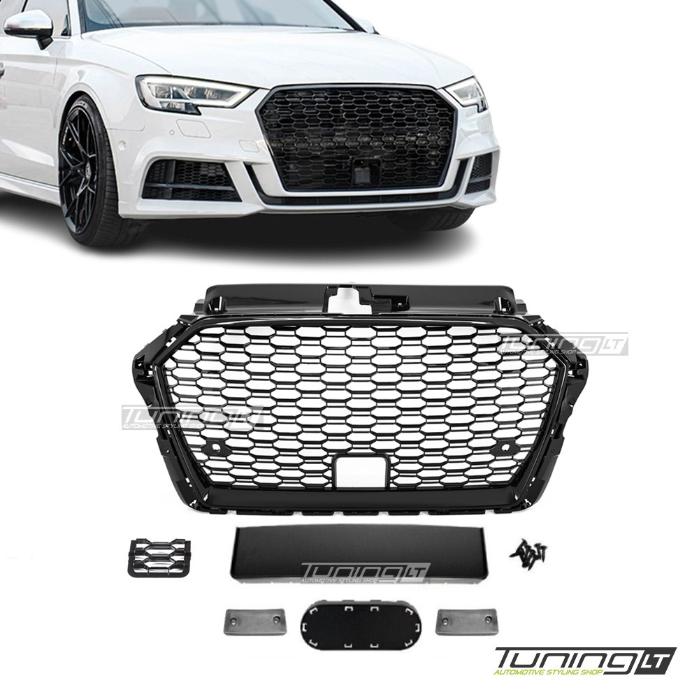 For Audi A3 8V facelift RS style front grille, glossy black