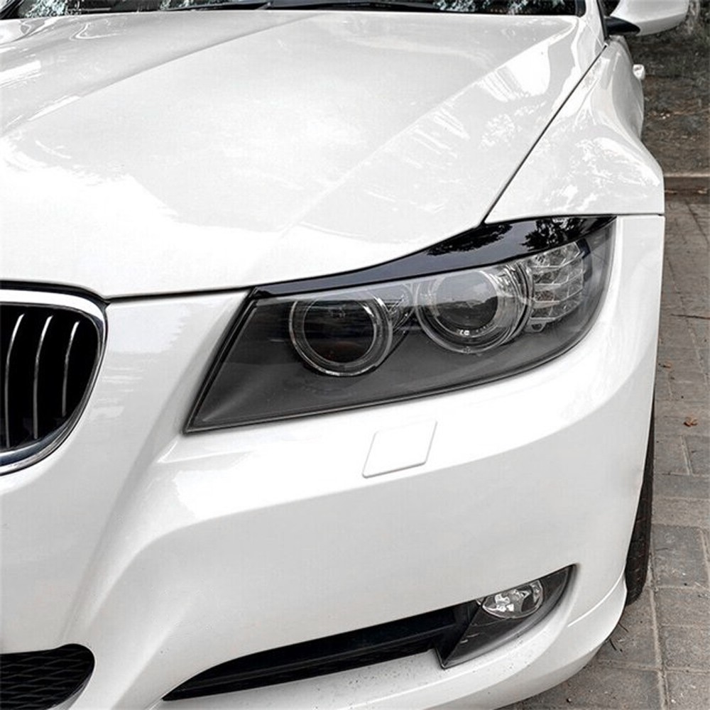 For BMW E90 / E91 headlights Eyebrows / Eyelids, gloss black