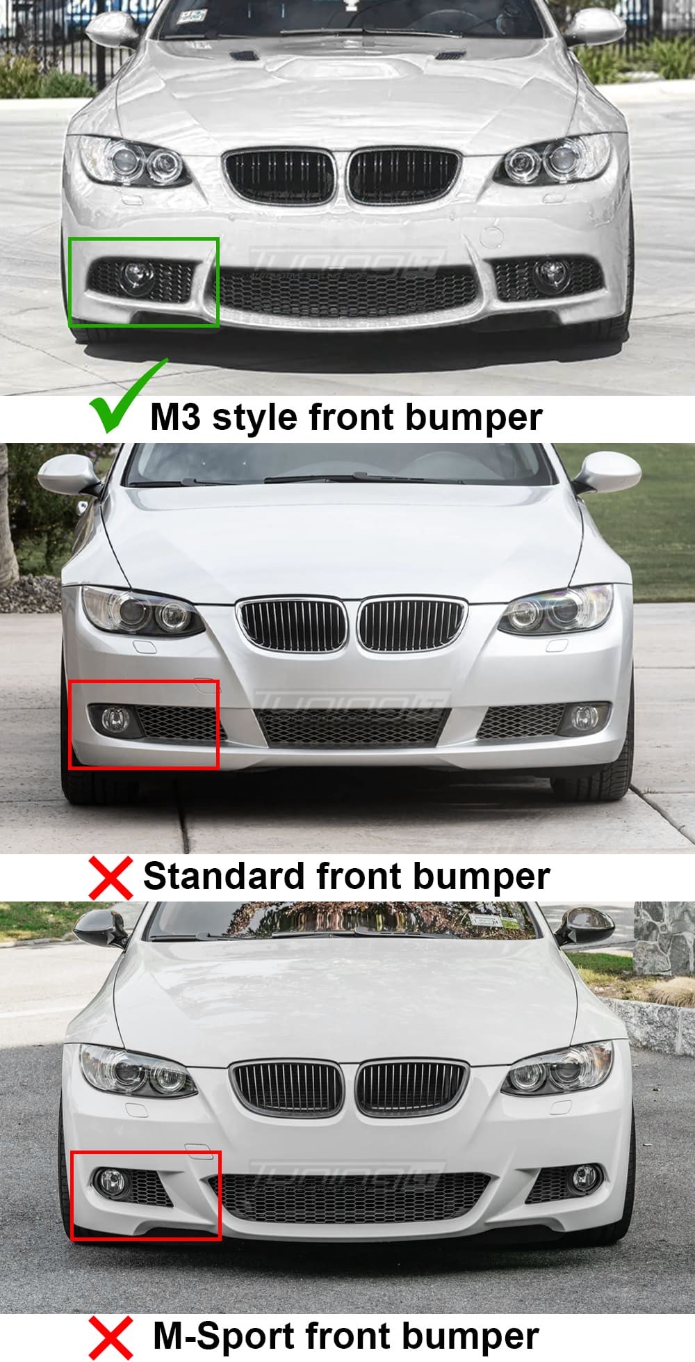 For BMW E92 / E93 M3-style bumper Right side Fog Light, clear