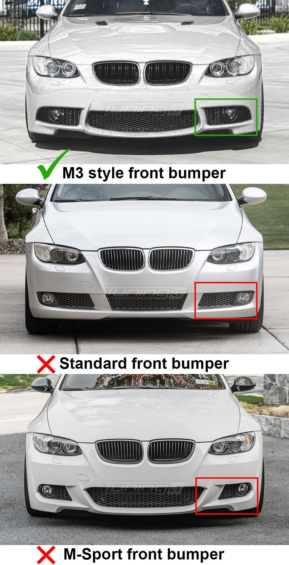 For BMW E92 / E93 M3-style bumper Left side Fog Light, smoked