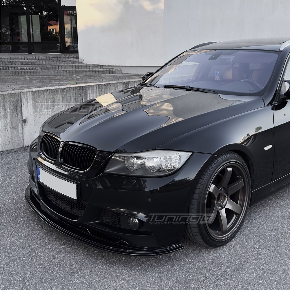For BMW E90 E91 LCI Front M-Sport bumper Spoiler, glossy black