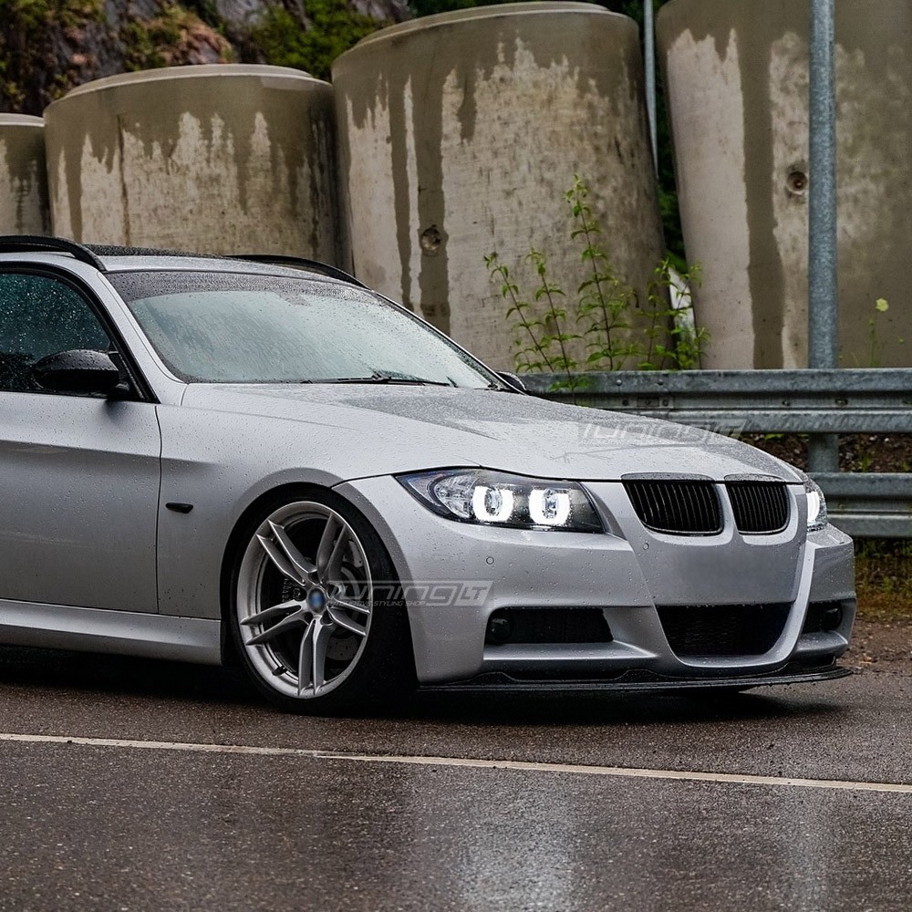 For BMW E90 E91 PRELCI Front M-Sport bumper Spoiler, glossy black