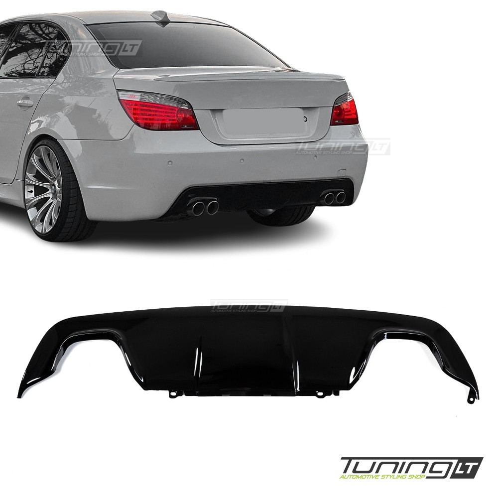 BMW E60 / E61 galinio M bamperio Difuzorius, 2x2, juodas blizgus