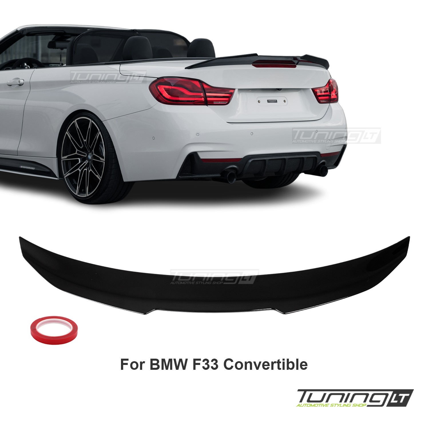 For BMW F33 Cabrio PSM-style Boot Spoiler, glossy black