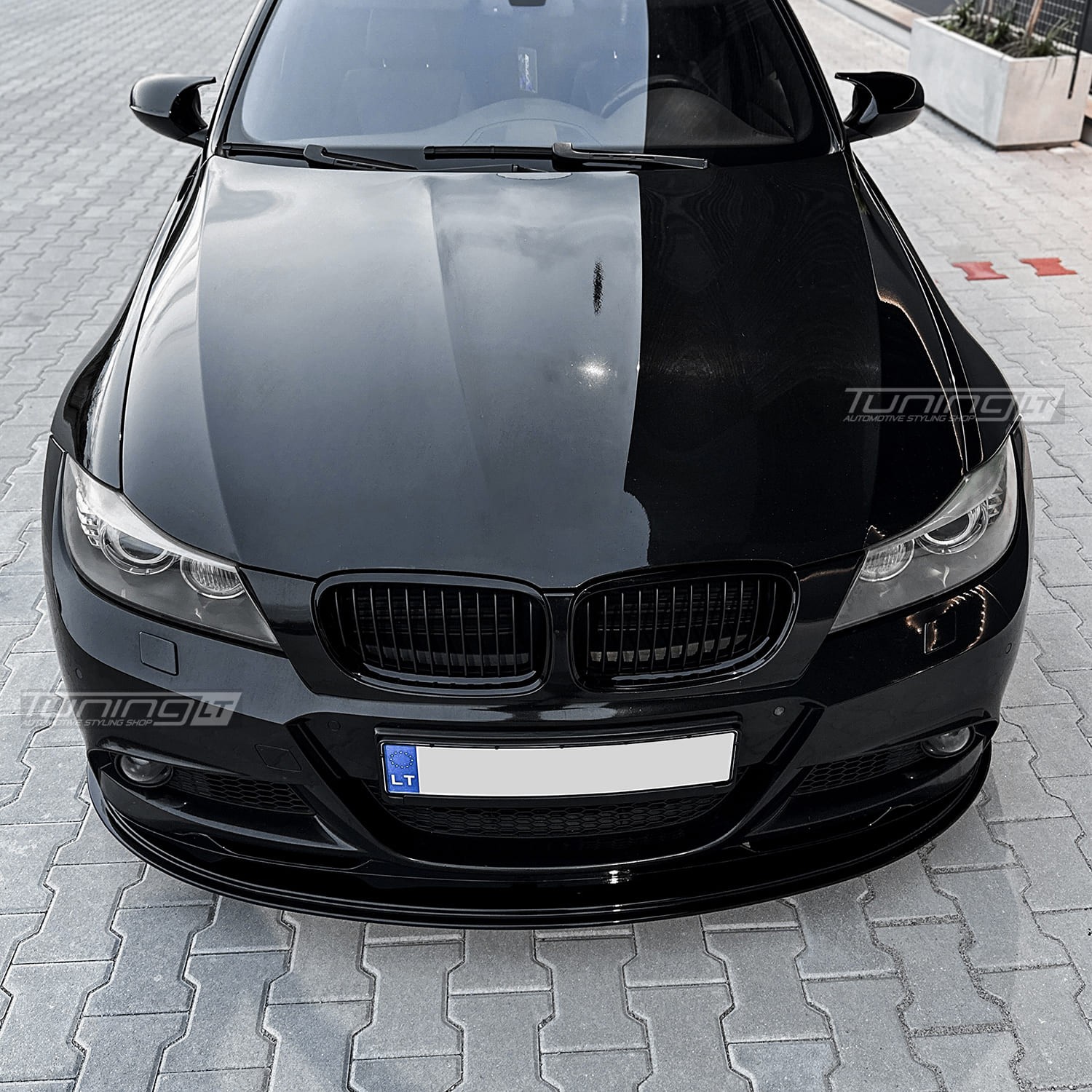 For BMW E90 E91 LCI Front M-Sport bumper Spoiler, glossy black