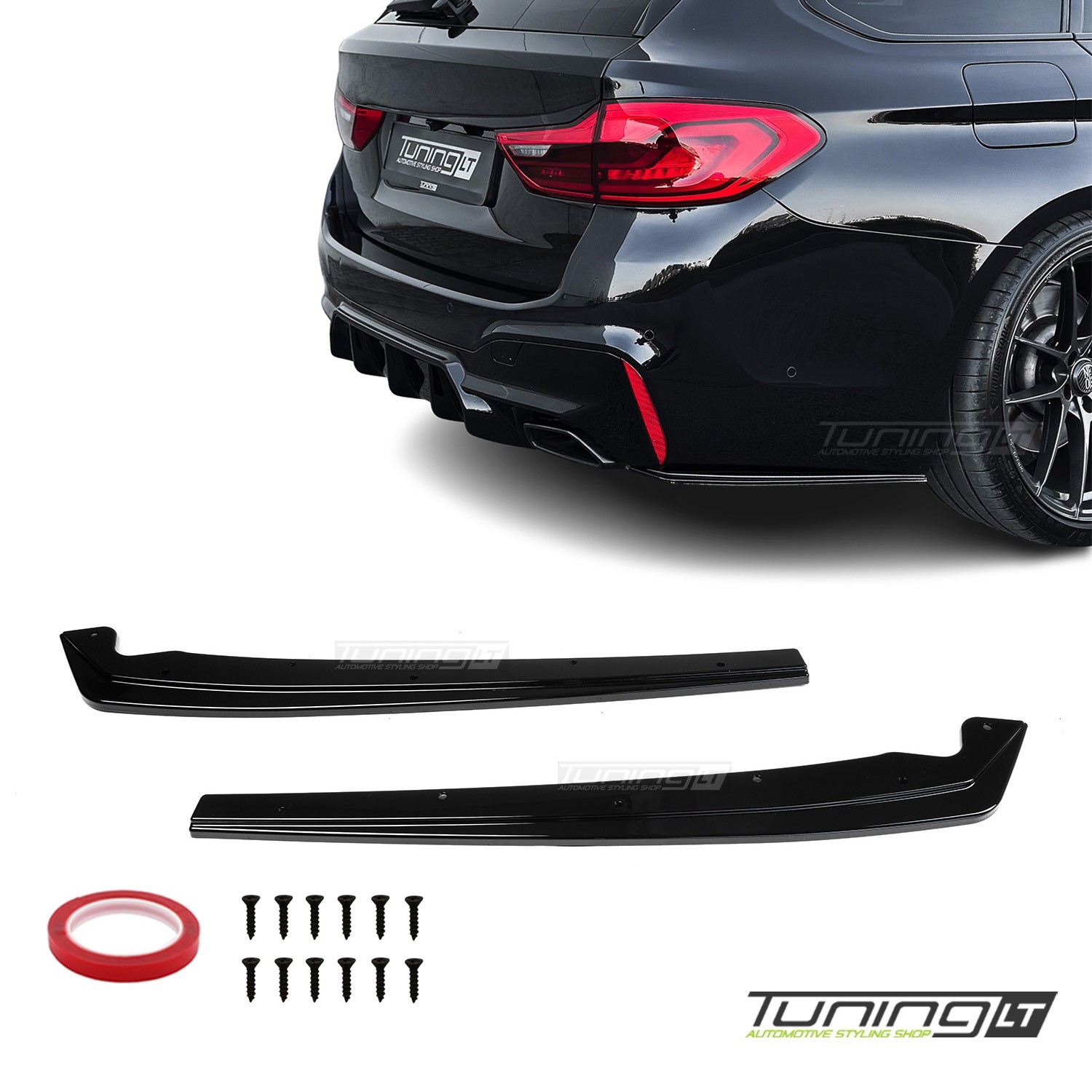 For BMW G30, G31 Rear Bumper side Splitters set, glossy black