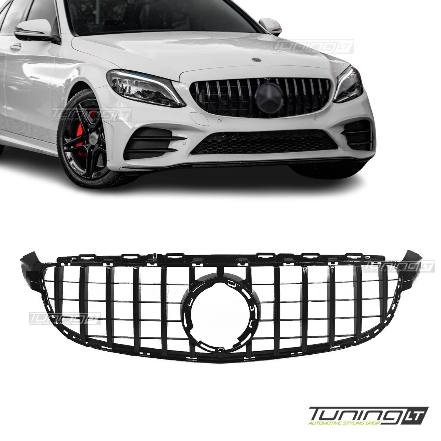 For Mercedes W205 facelift GT style Front Grille, glossy black
