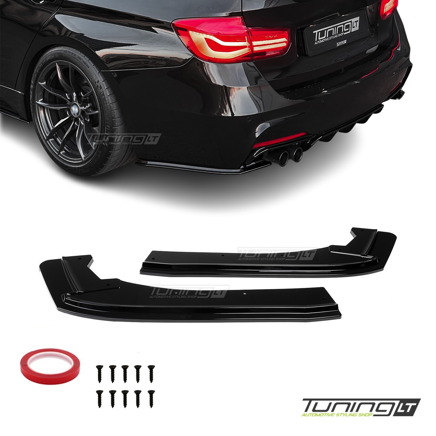 BMW F30, F31 galinio buferio Spliteriai / Spoileriai, juodi blizgūs