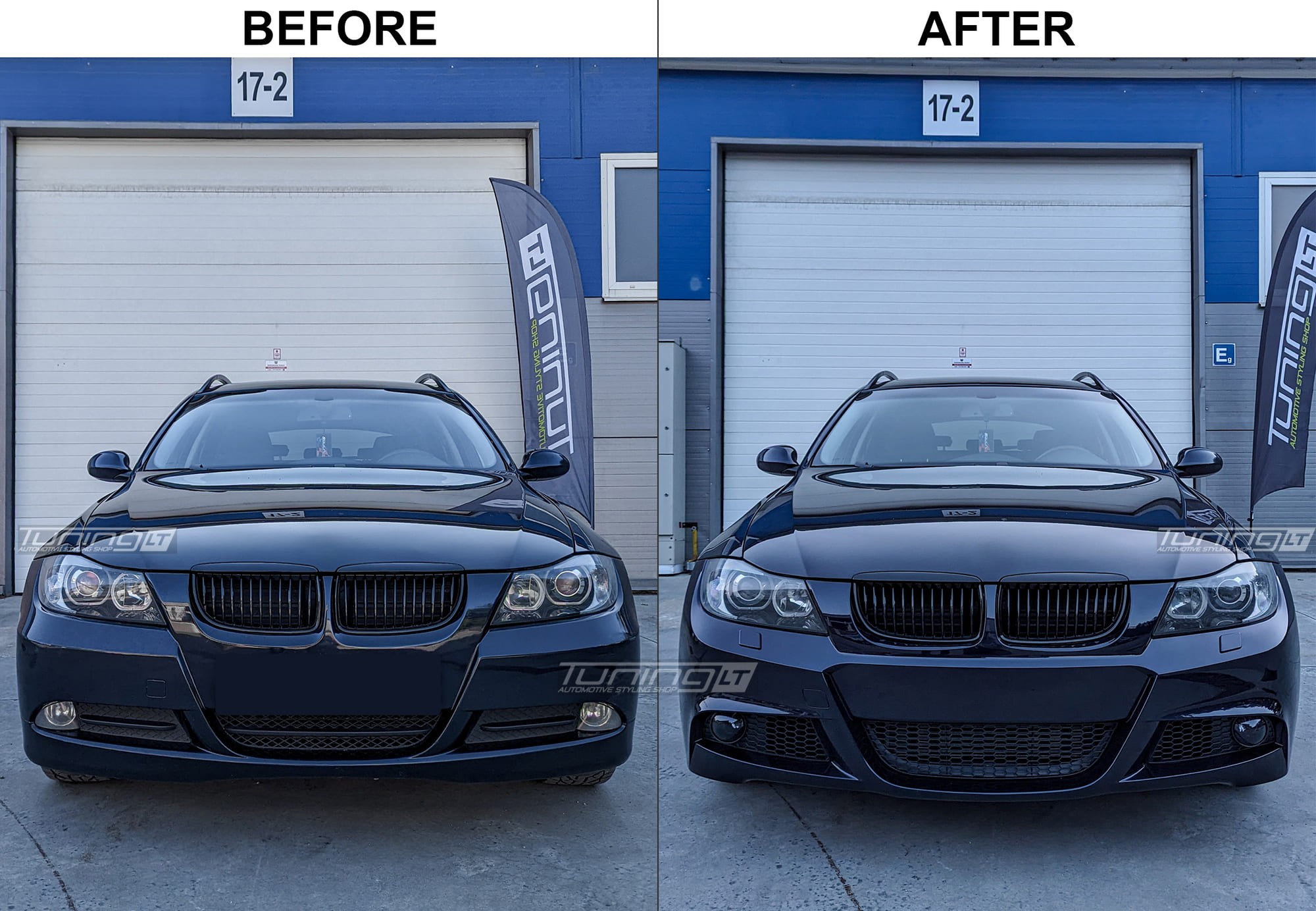 For BMW E90 / E91 PRELCI M Sport Front Bumper with smoked fog lights