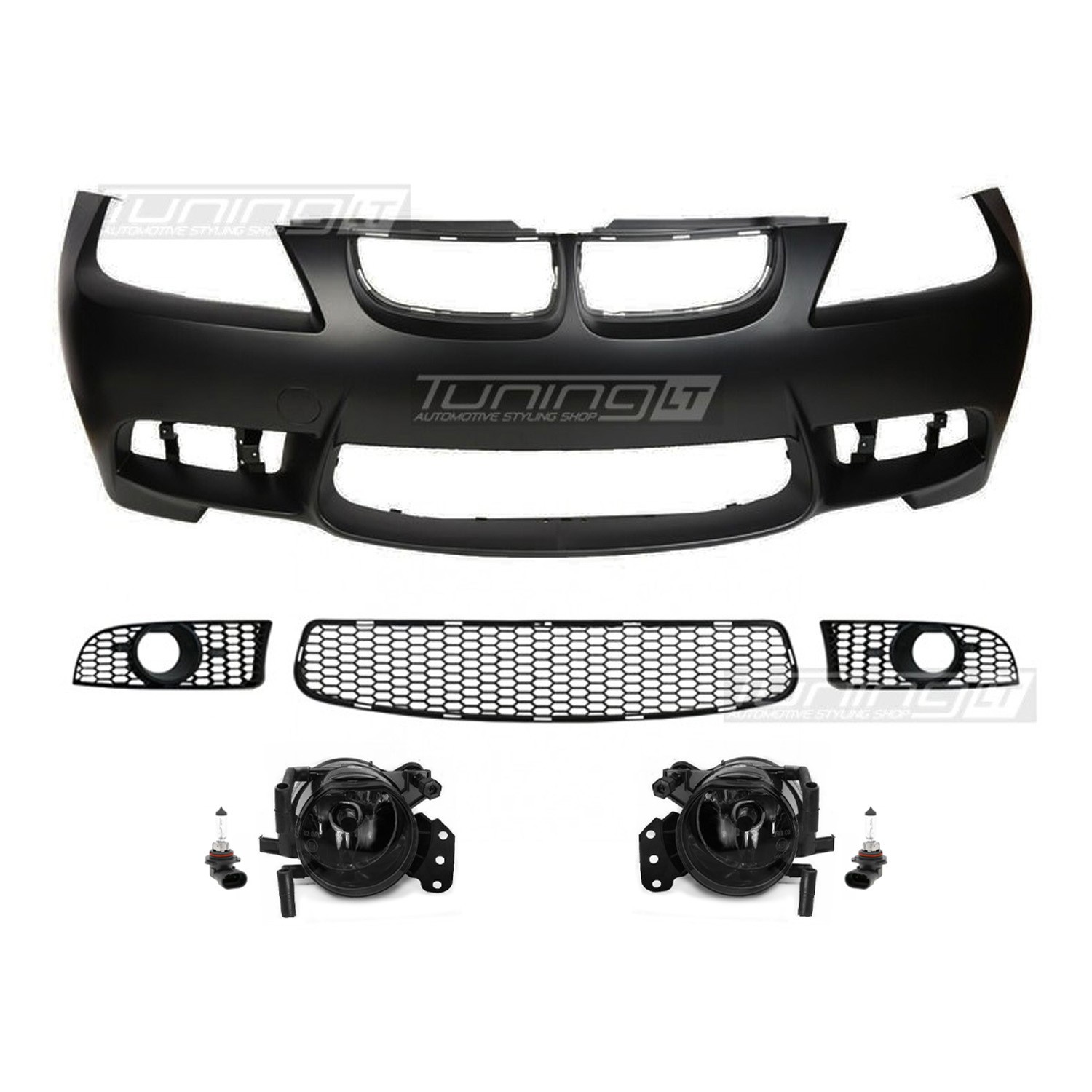 For BMW E90 / E91 M3-style Front Bumper, with smoked fog lights