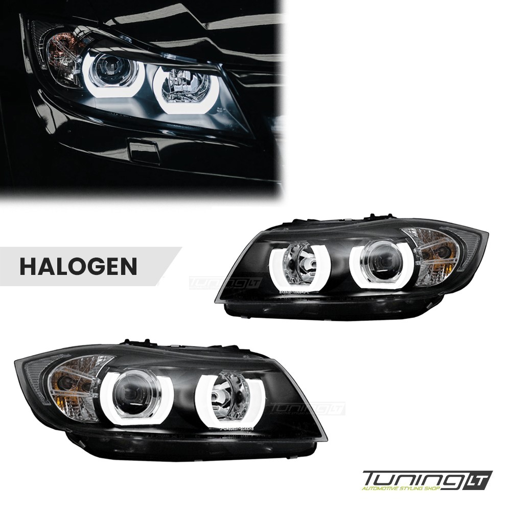 For BMW E90 / E91 Headlights set, DTM LED Angel Eyes, halogen