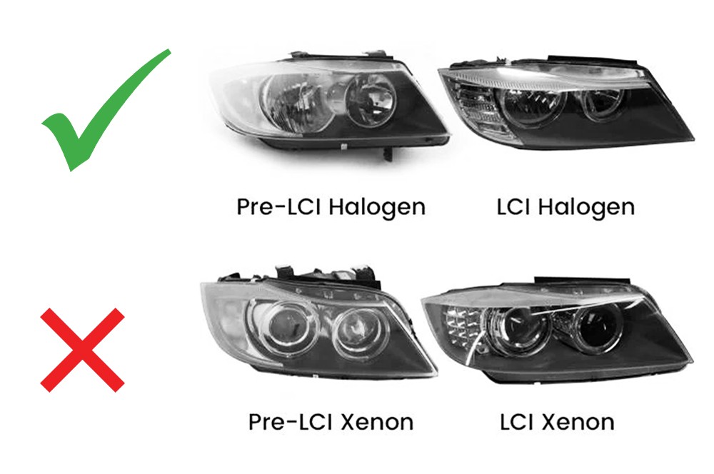 For BMW E90 / E91 Headlights set, DTM LED Angel Eyes, halogen