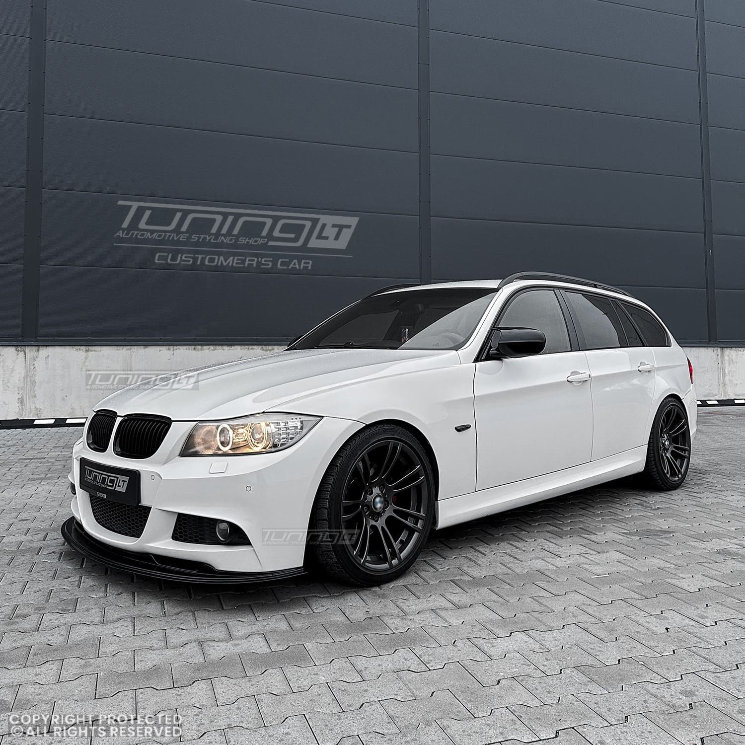 For BMW E90 E91 LCI Front M-Sport bumper Spoiler, glossy black