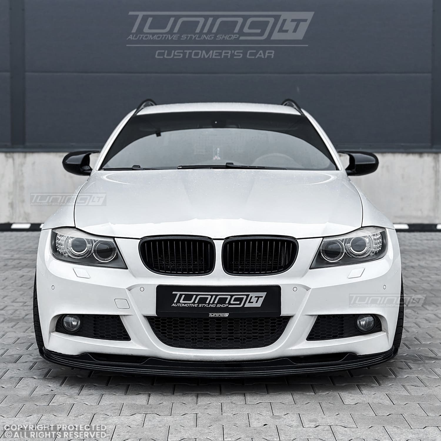 For BMW E90 E91 LCI Front M-Sport bumper Spoiler, glossy black