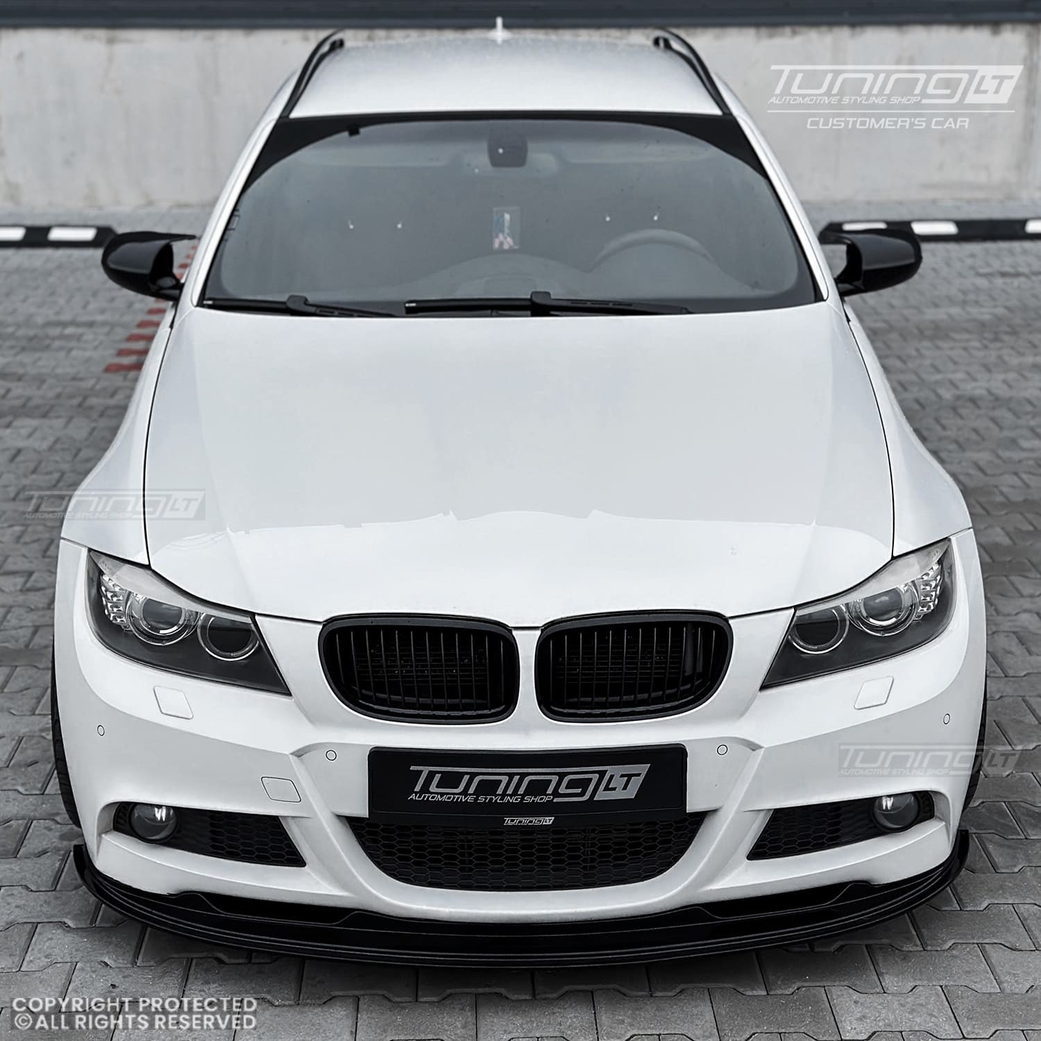 For BMW E90 E91 LCI Front M-Sport bumper Spoiler, glossy black