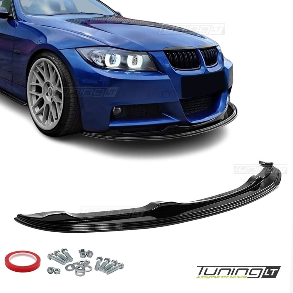 For BMW E90 E91 PRELCI Front M-Sport bumper Spoiler, glossy black