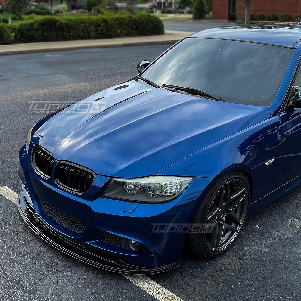 For BMW E90 E91 LCI Front M-Sport bumper Spoiler, glossy black